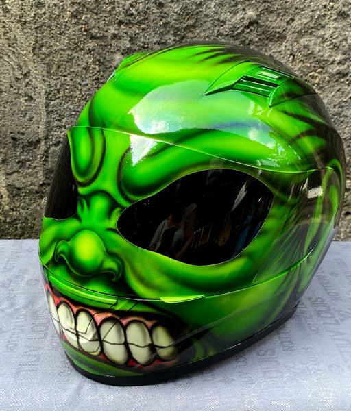Custom 3d Painted Airbrush Motorcycle Helmet HULK Monster Marvel Avera ...