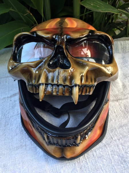 Burning Death Skull Motorcycle Helmet Airbrushed Flames – Custom ...