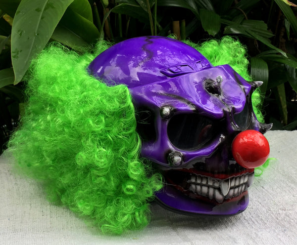 Killer Scary Clown Nightmare Halloween Purple Helmet Green Hair ...
